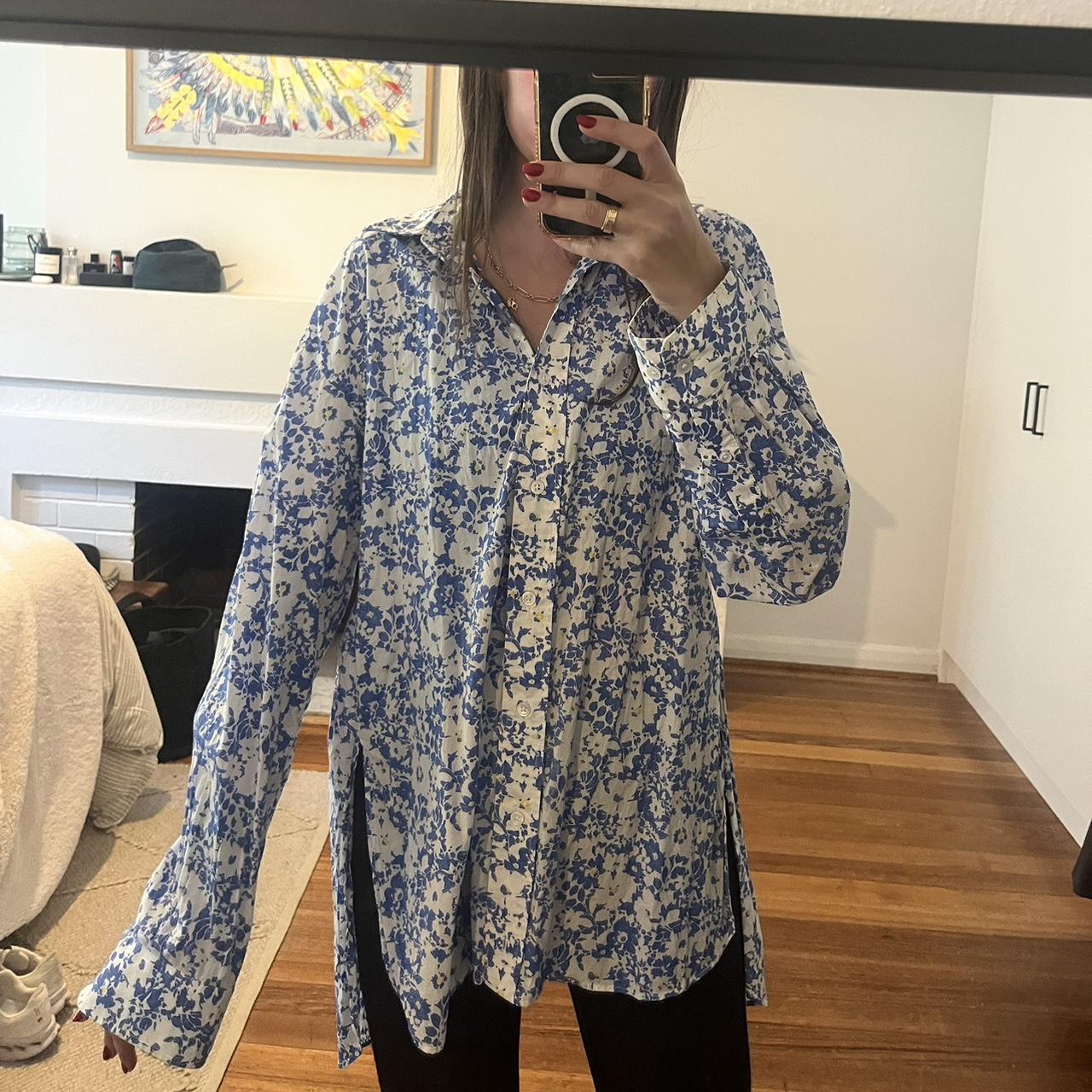 Scanlan Theodore shirt. Blue and white floral.... - Depop