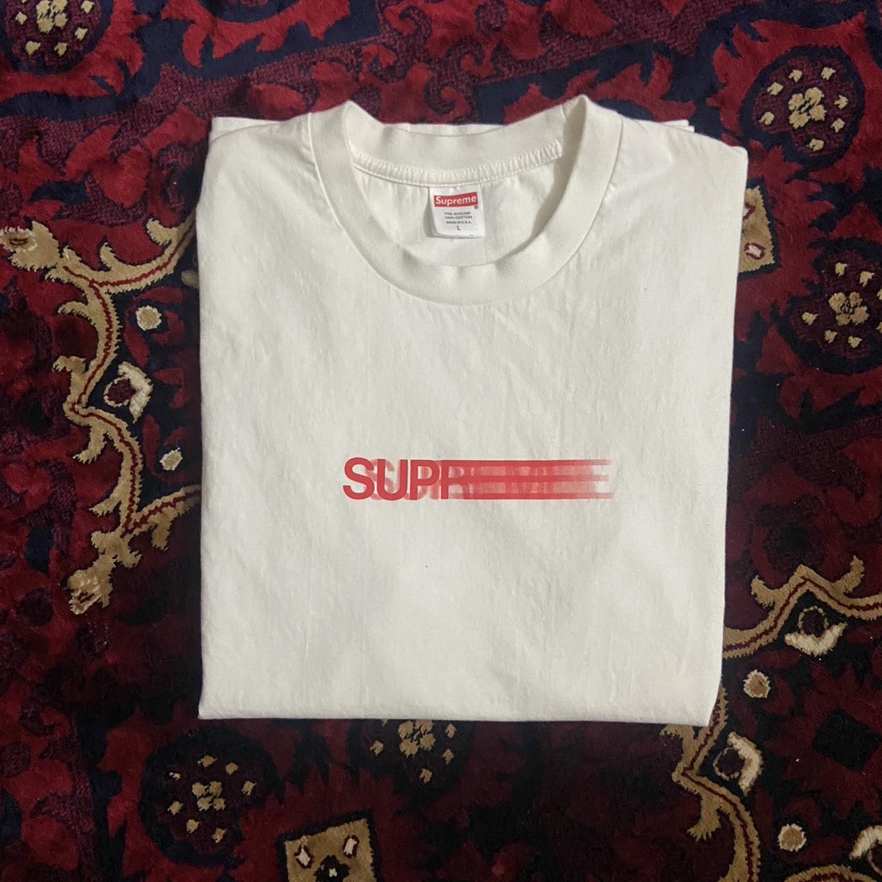 Large white Supreme motion tee - Depop