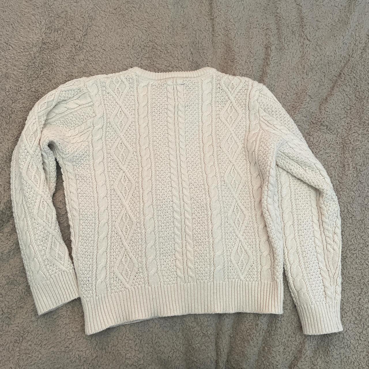 Cream/ white cable knit jumper size 14... | Depop