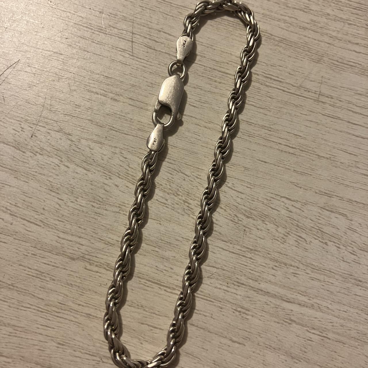Sterling Silver Rope Chain Bracelet Italian - 7... - Depop