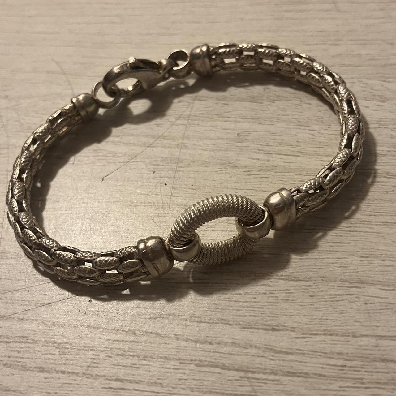 Antique Sterling Silver Bracelet - hollow sterling... - Depop