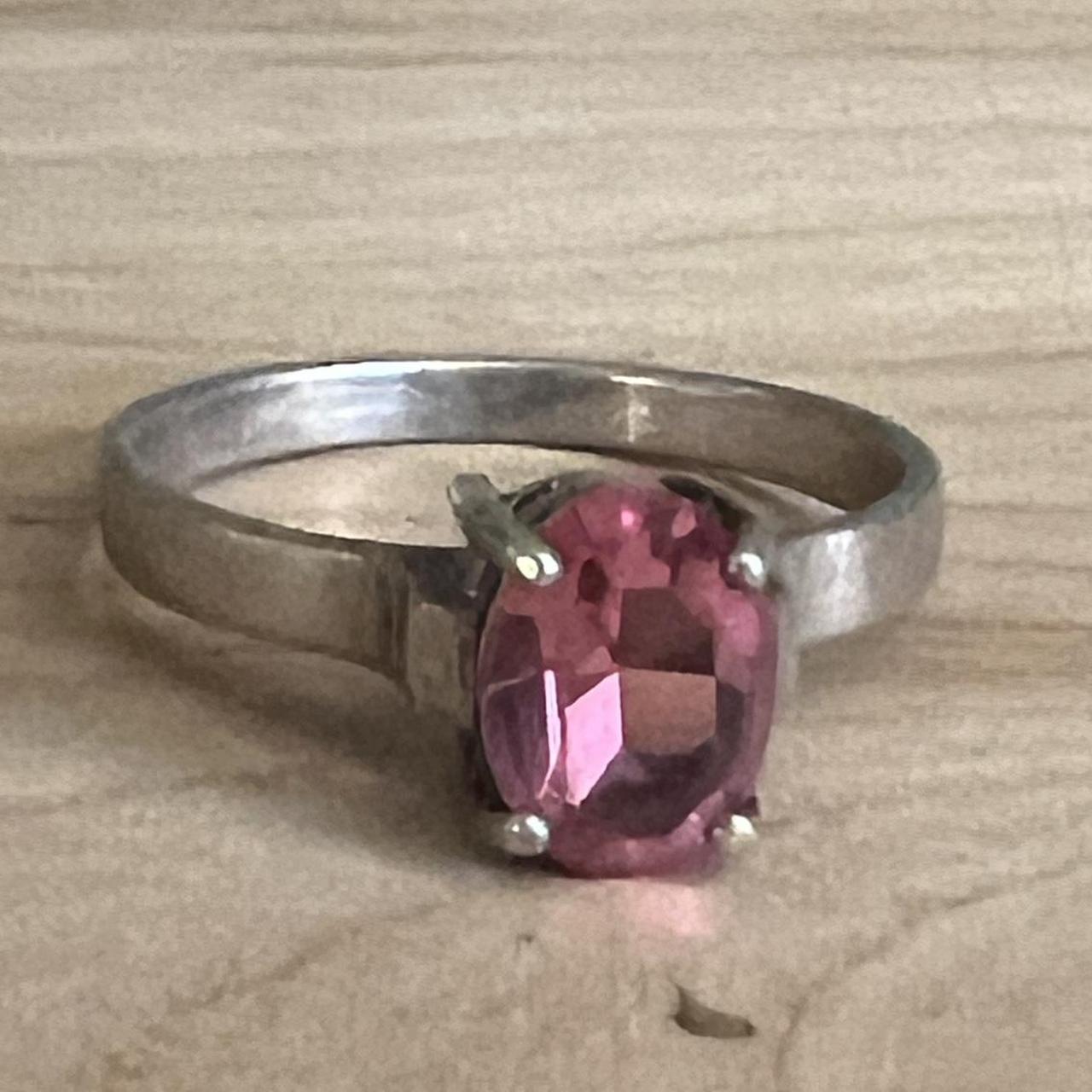 Pink Cubic Zirconia Stone Ring Sterling Silver -... - Depop