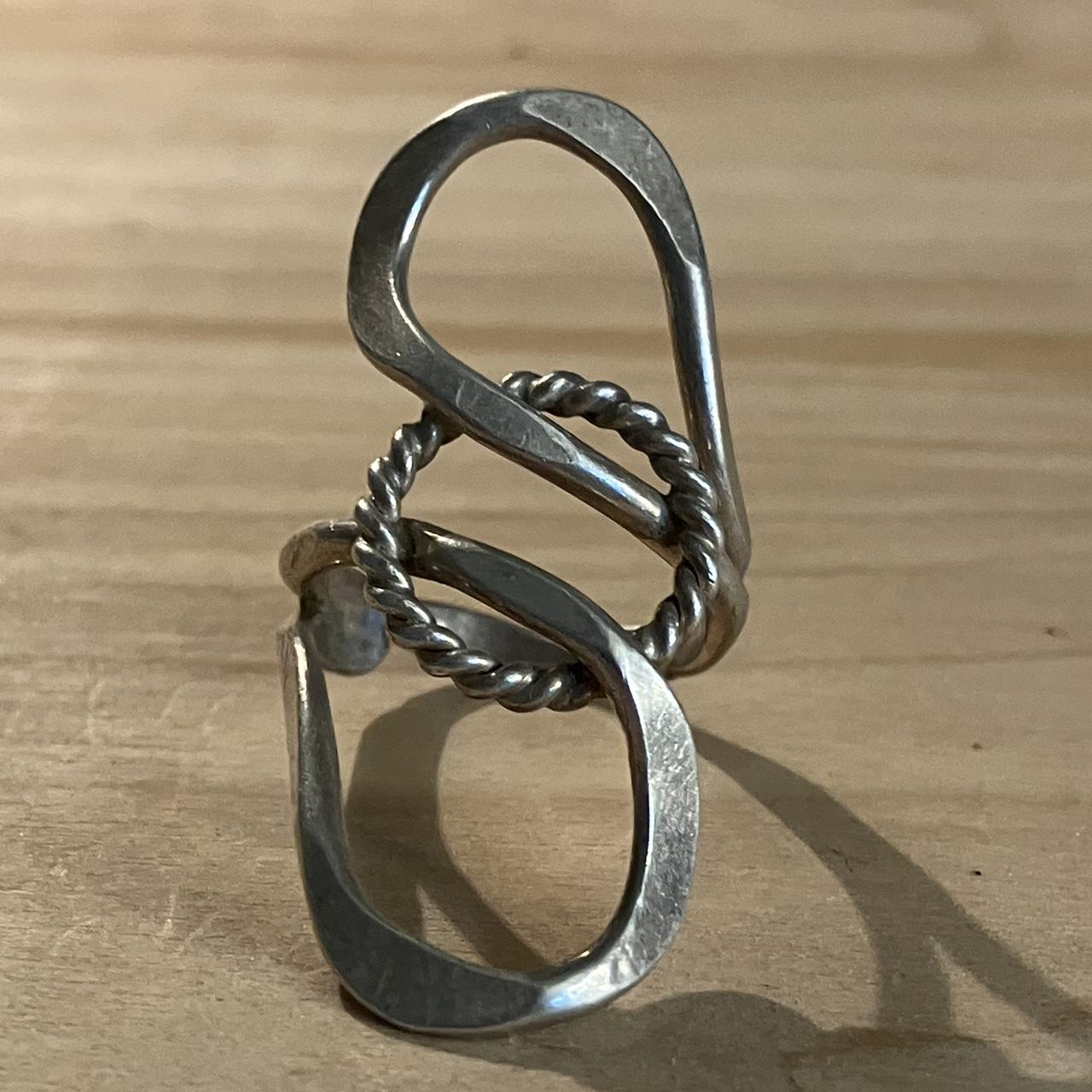 Sterling Silver Abstract Modern Ring - Size 6.25 No... - Depop