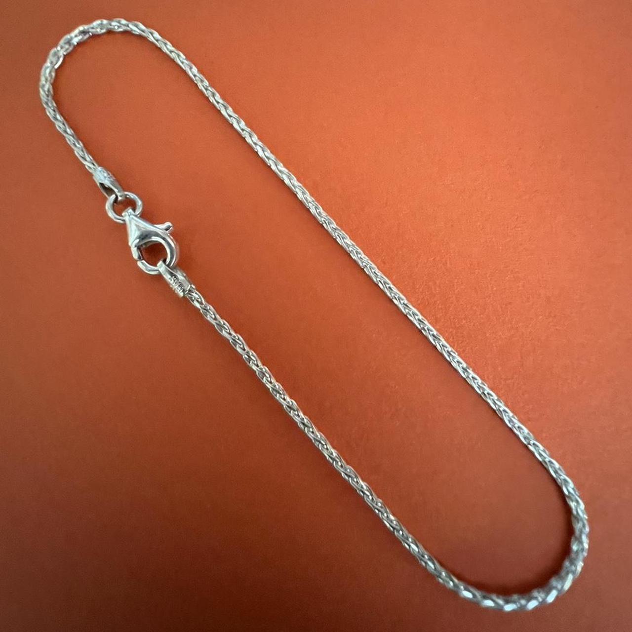 Sterling Silver Fancy Thin Link Chain Bracelet - 7... - Depop