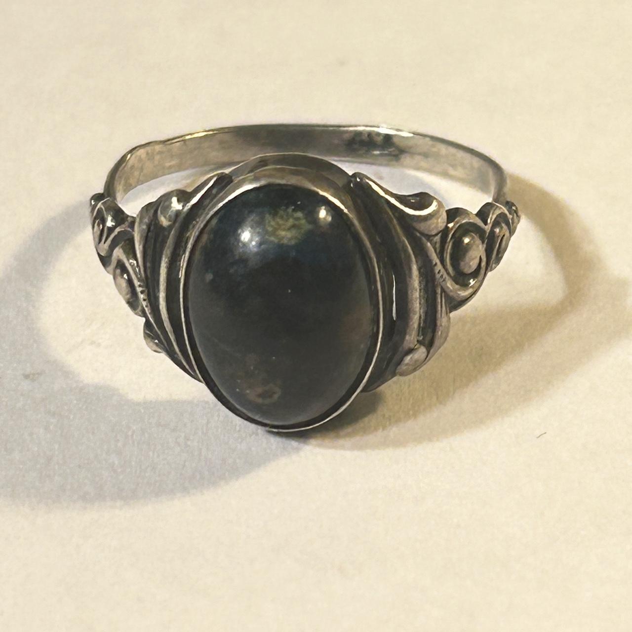 Vintage Silver Ring with Gemstone - Size... - Depop