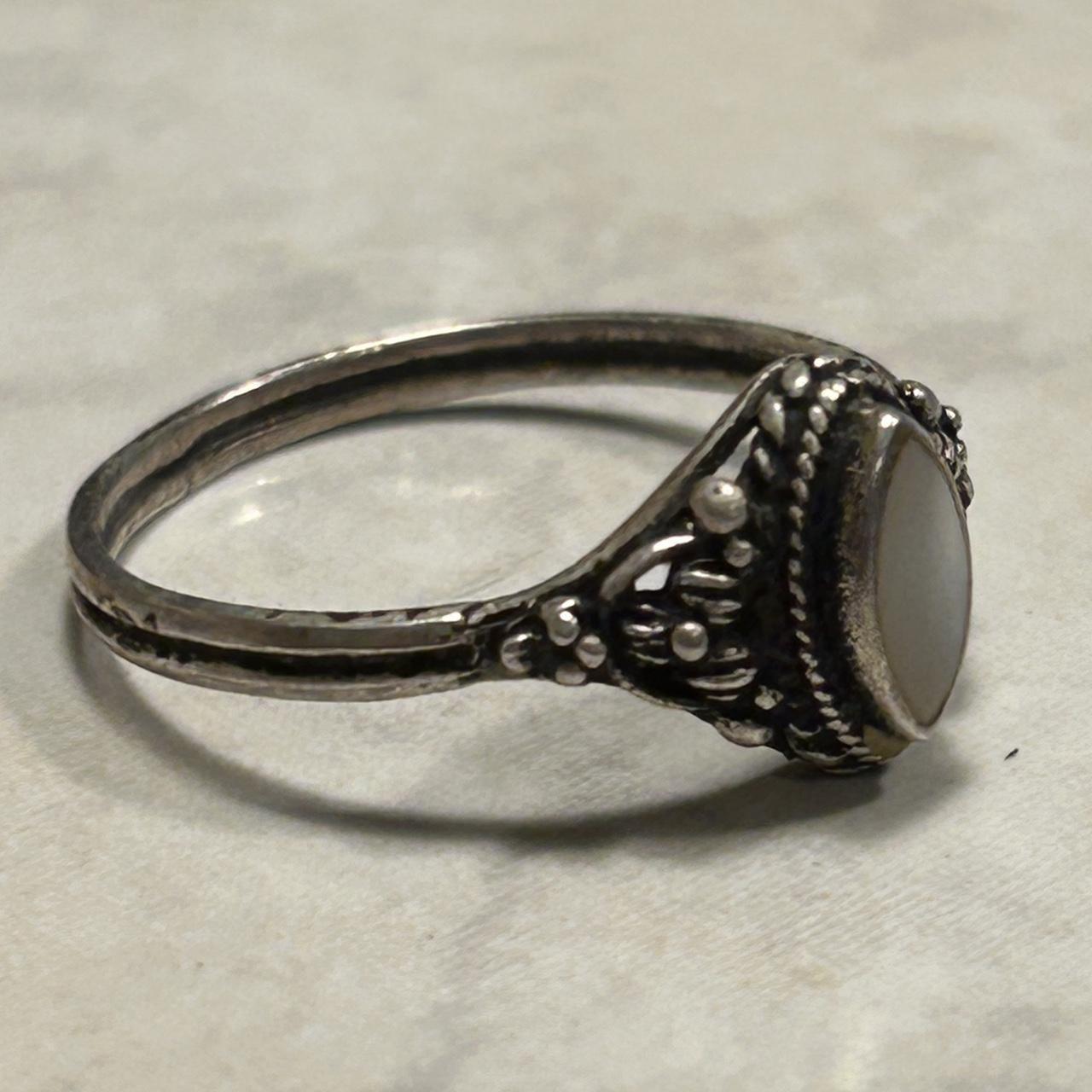 Antique Stone Silver Ring in Sterling - Size 9.75 -... - Depop