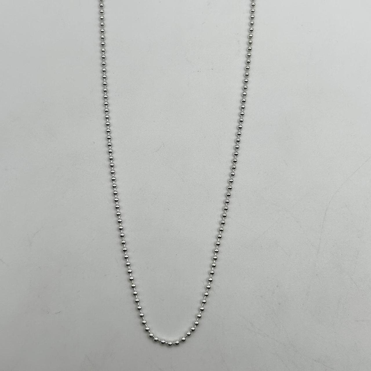 Very very Thin Sterling Silver Beaded Chain - 16... - Depop