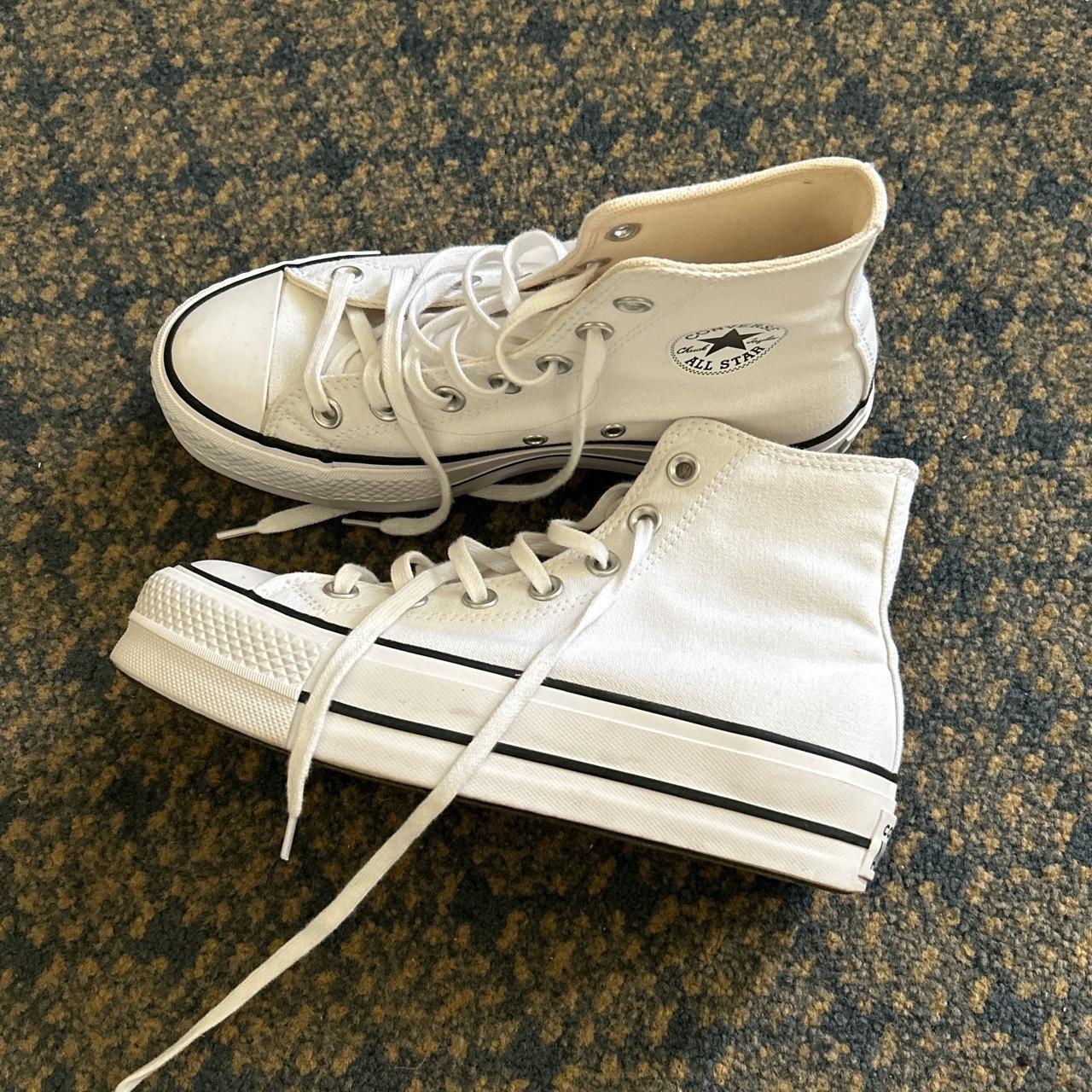 white converse platform sneakers only worn a few... - Depop