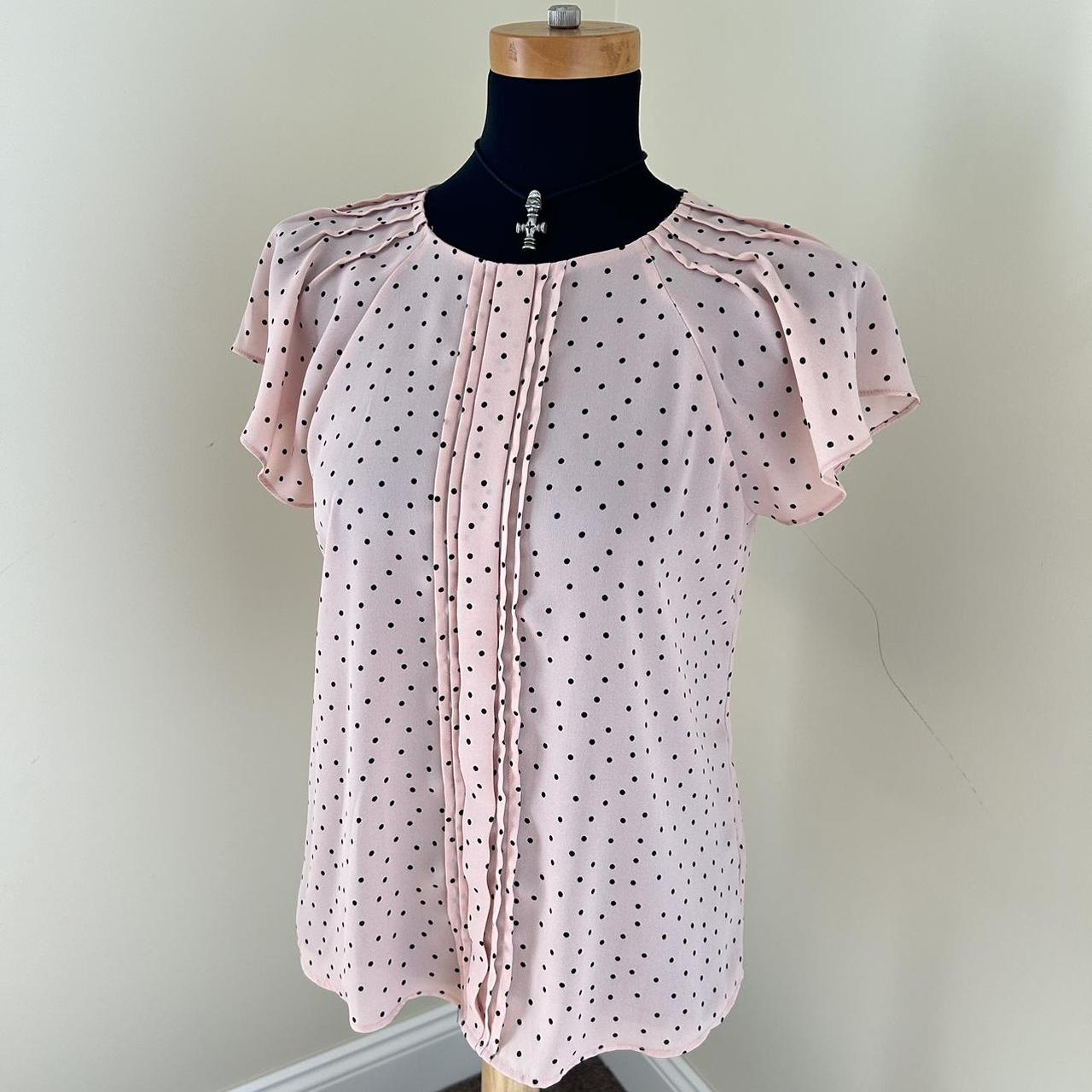 pink polka dot ruffle blouse 🌸 by worthington, size... - Depop