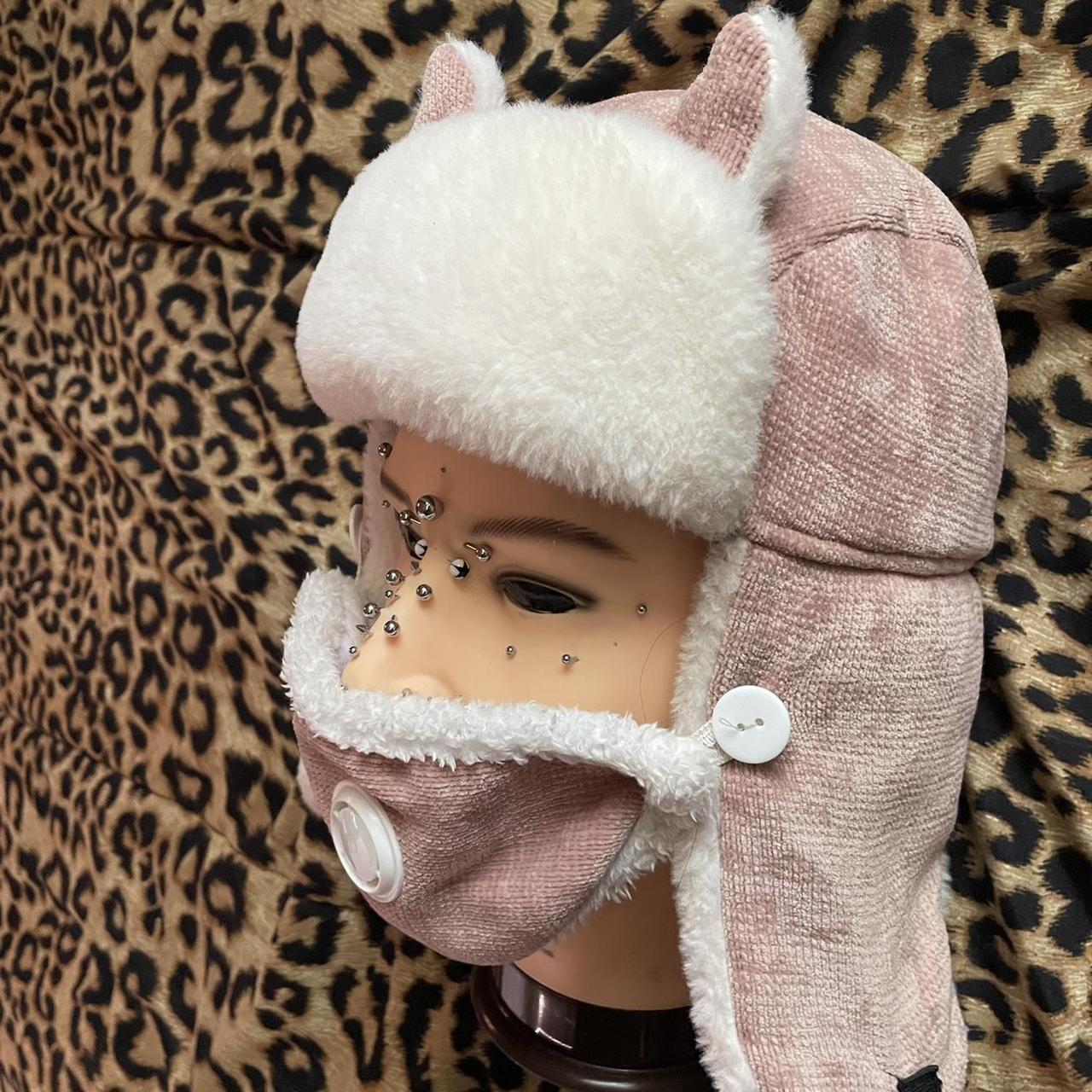 Pink ushanka with face mask included #ushanka... - Depop