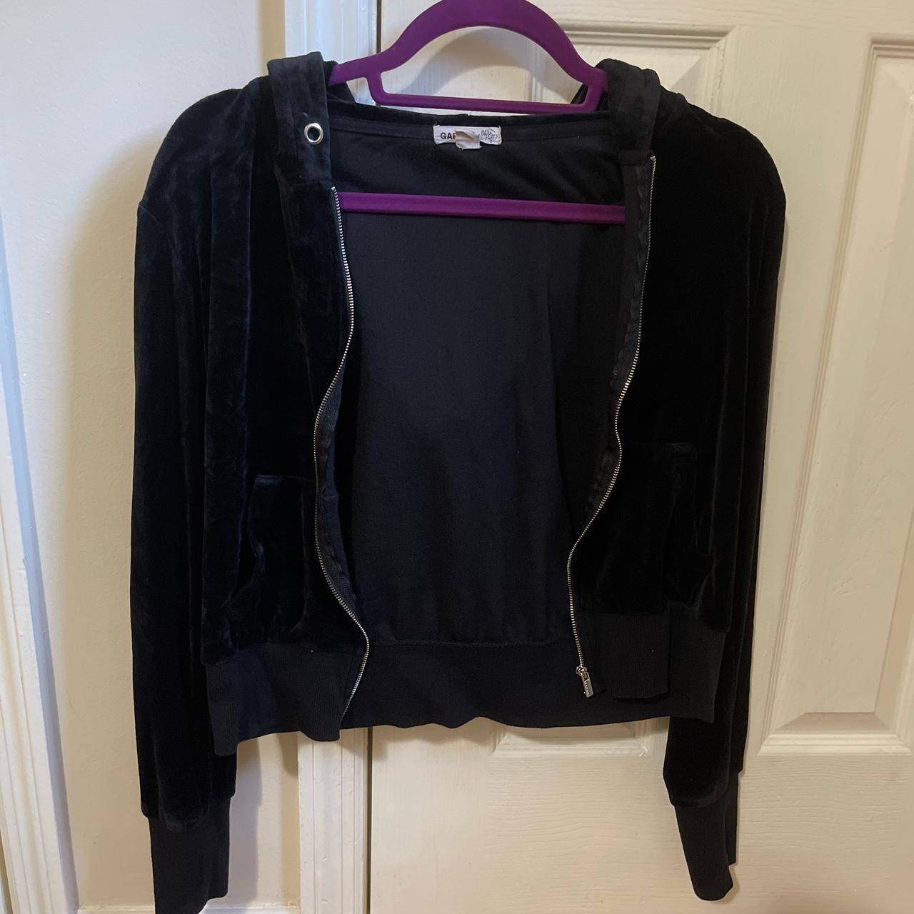 Black Velvet Garage Sweater Size M Worn once Zipper... - Depop