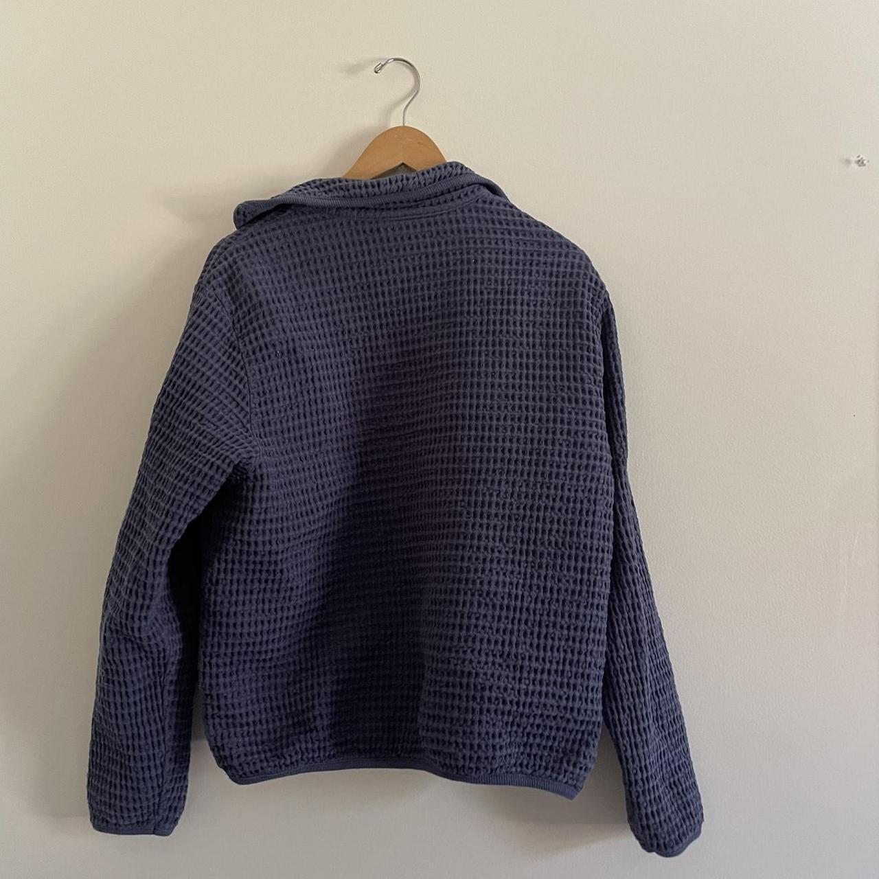 vintage blue collared waffle cardigan. cute... - Depop