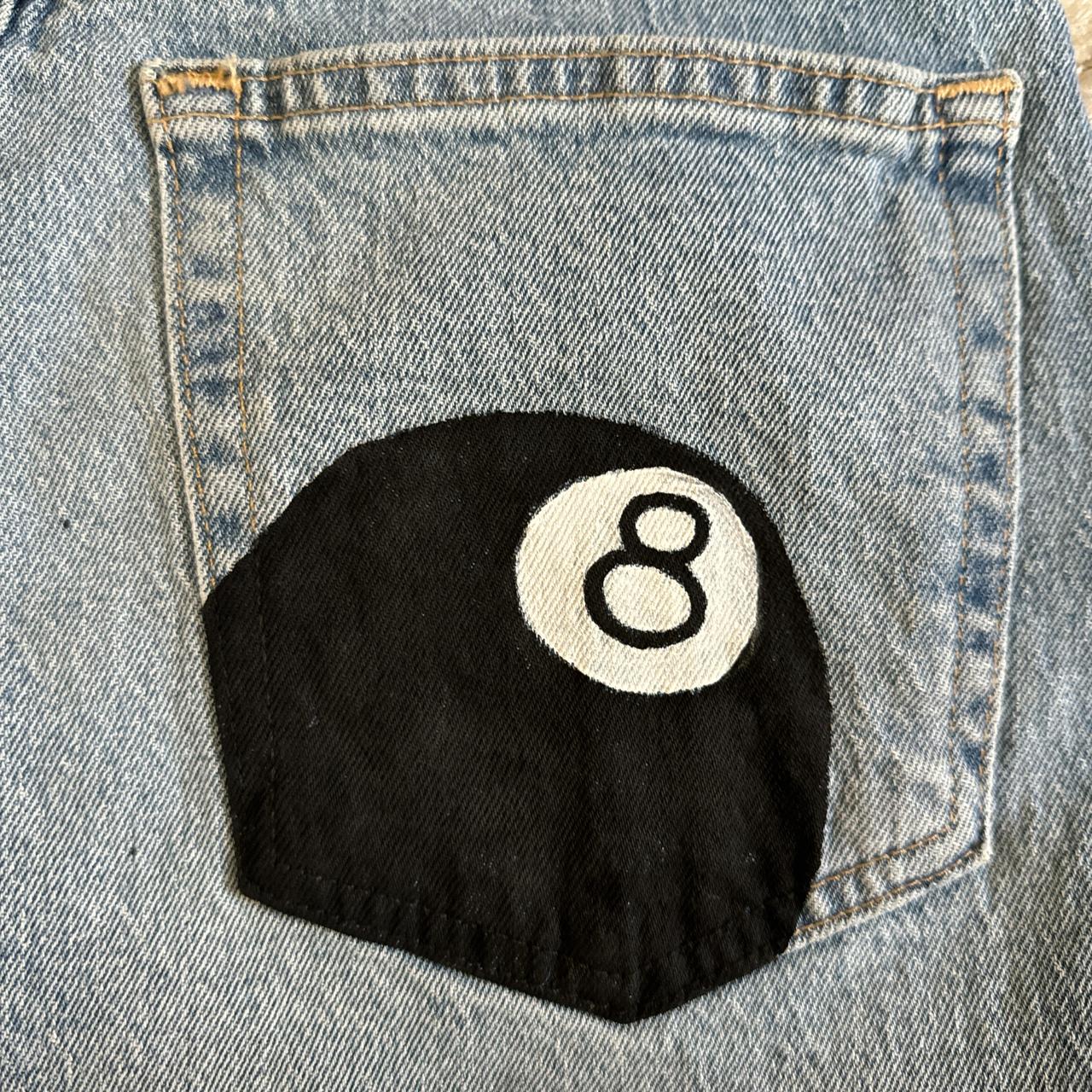 JORTS WITH HAND PAINTED 8 BALL DESIGN - perfect... - Depop