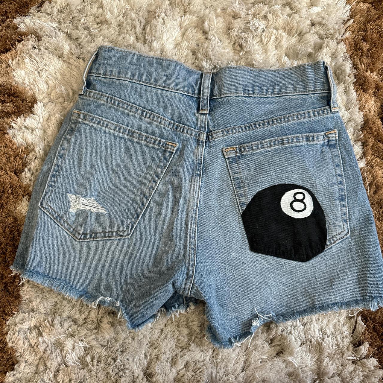 JORTS WITH HAND PAINTED 8 BALL DESIGN - perfect... - Depop