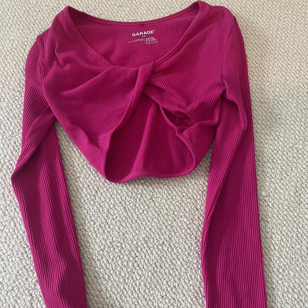Garage long sleeve cross top pink - Depop