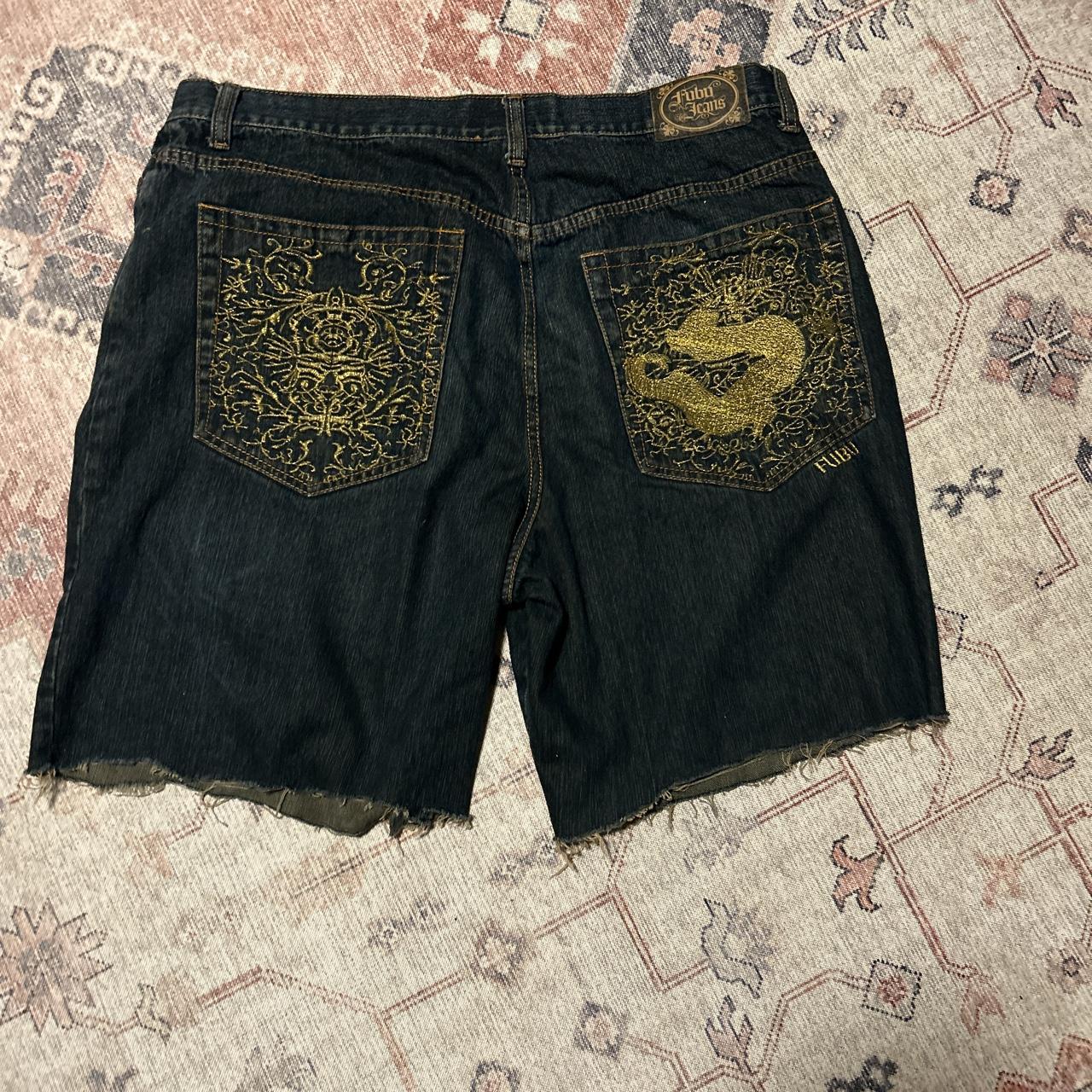 Vintage FUBU golden dragon jnco type jeans cut to be... - Depop