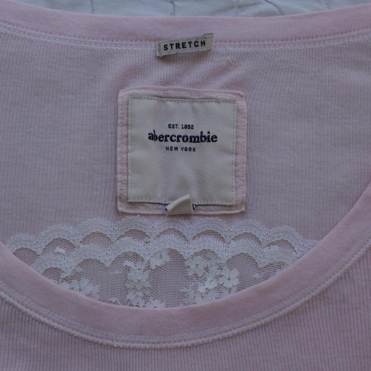 Rare Abercrombie & Fitch baby pink 3/4 sleeve fitted... - Depop