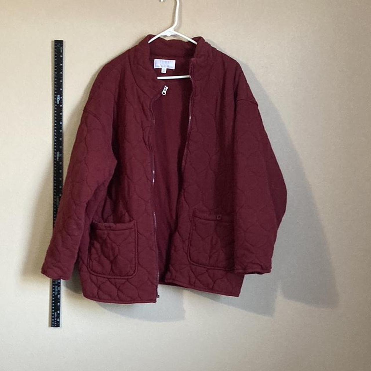 Thick Heavy Quilted Jacket Burgundy Red Women's XL... - Depop