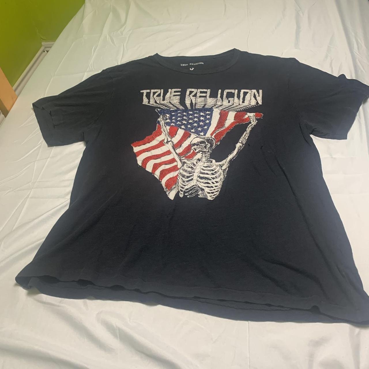 american flag skeleton truey shirt 2 small holes... | Depop