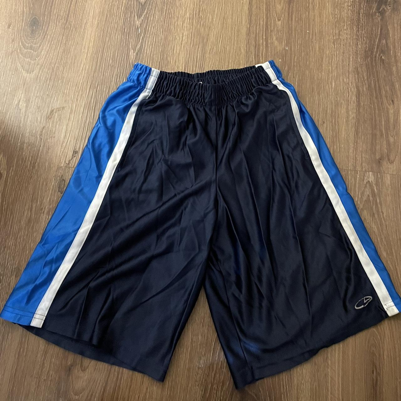 blue basketball shorts with white lines - Depop
