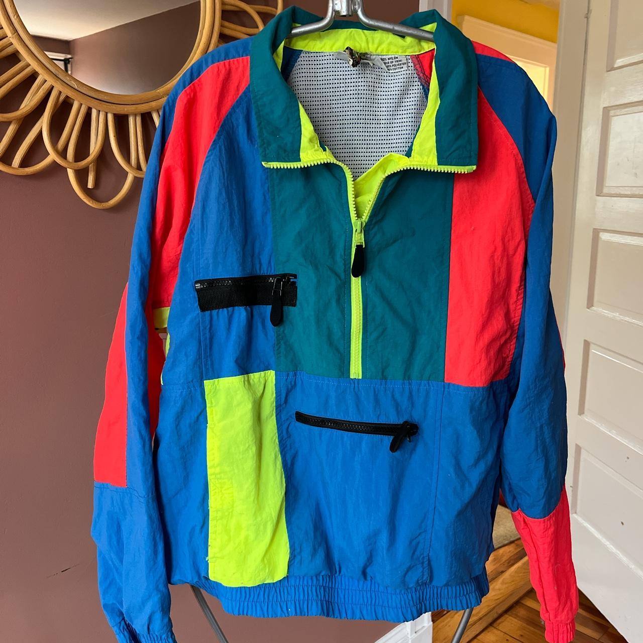 super sick vintage 80’s neon windbreaker, this thing... - Depop