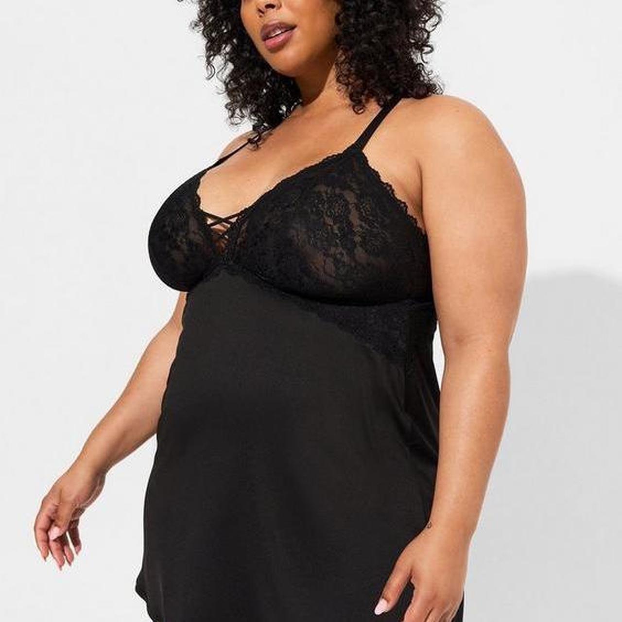 Torrid Deep V Slip Babydoll Chemise Microfiber Lace... - Depop