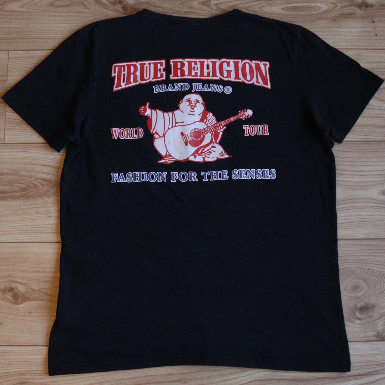 True Religion Black Red & White T-Shirt Size... - Depop