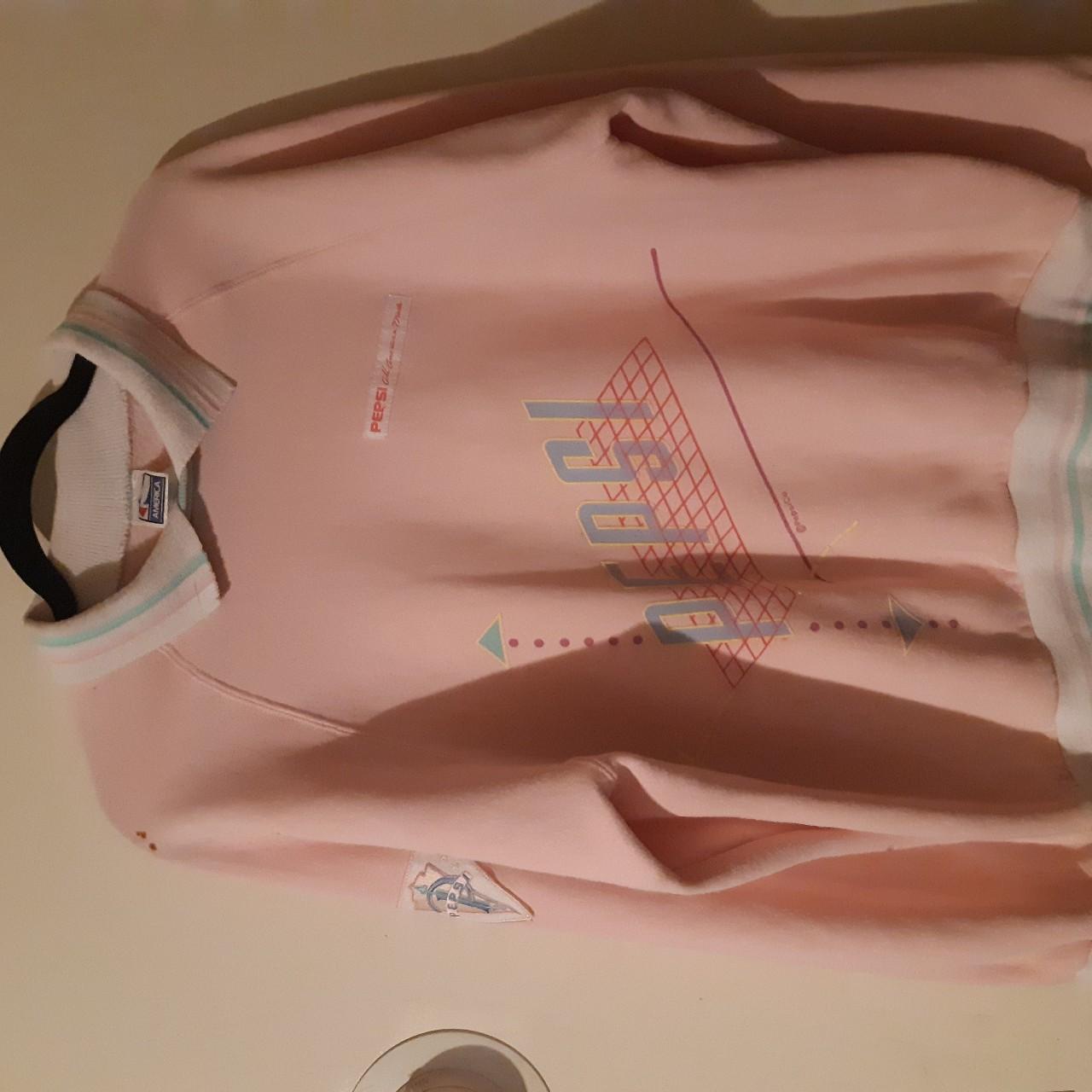 Vintage Pepsi pink preppy gold style sweater made in... - Depop