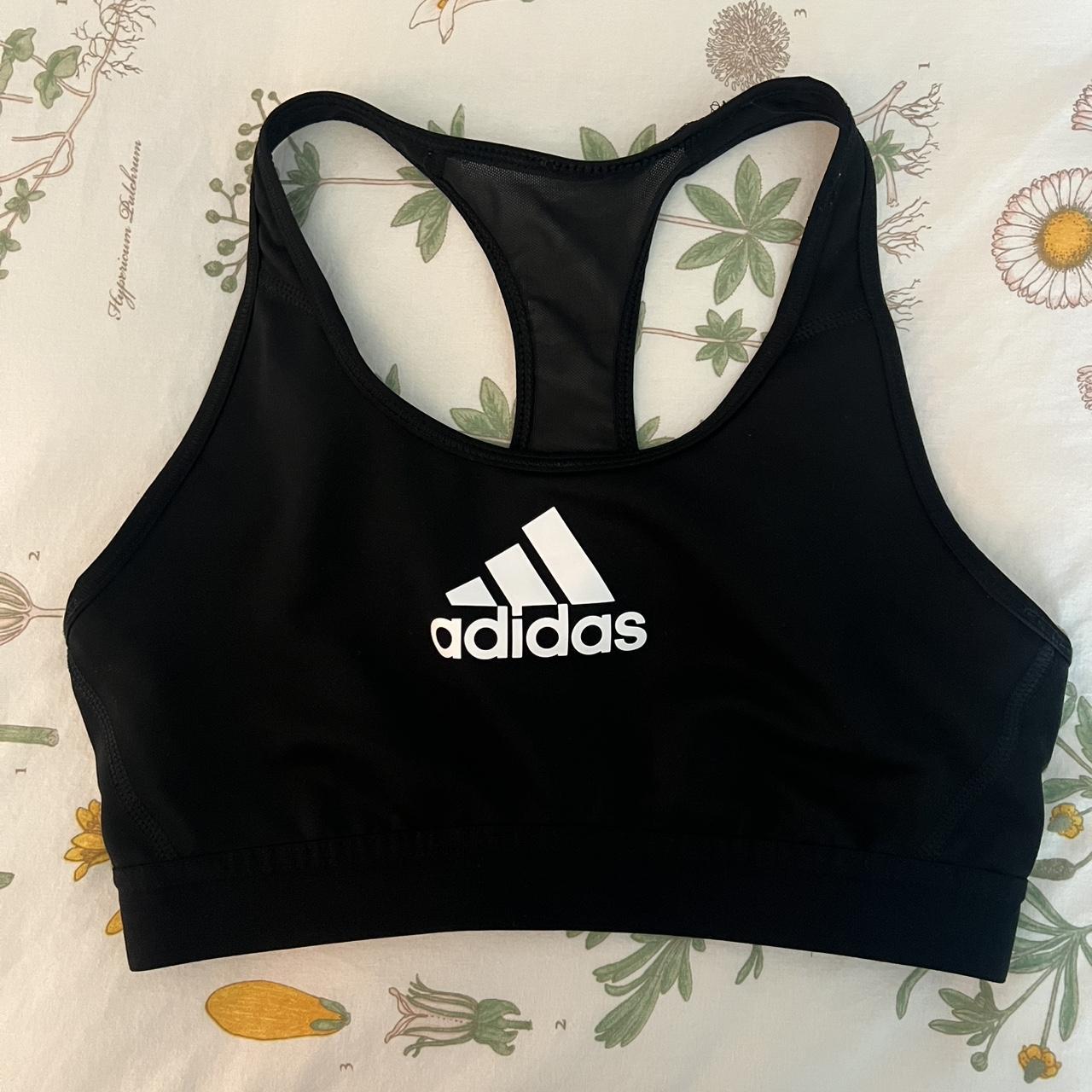 Adidas race back black sports bra size M | Depop