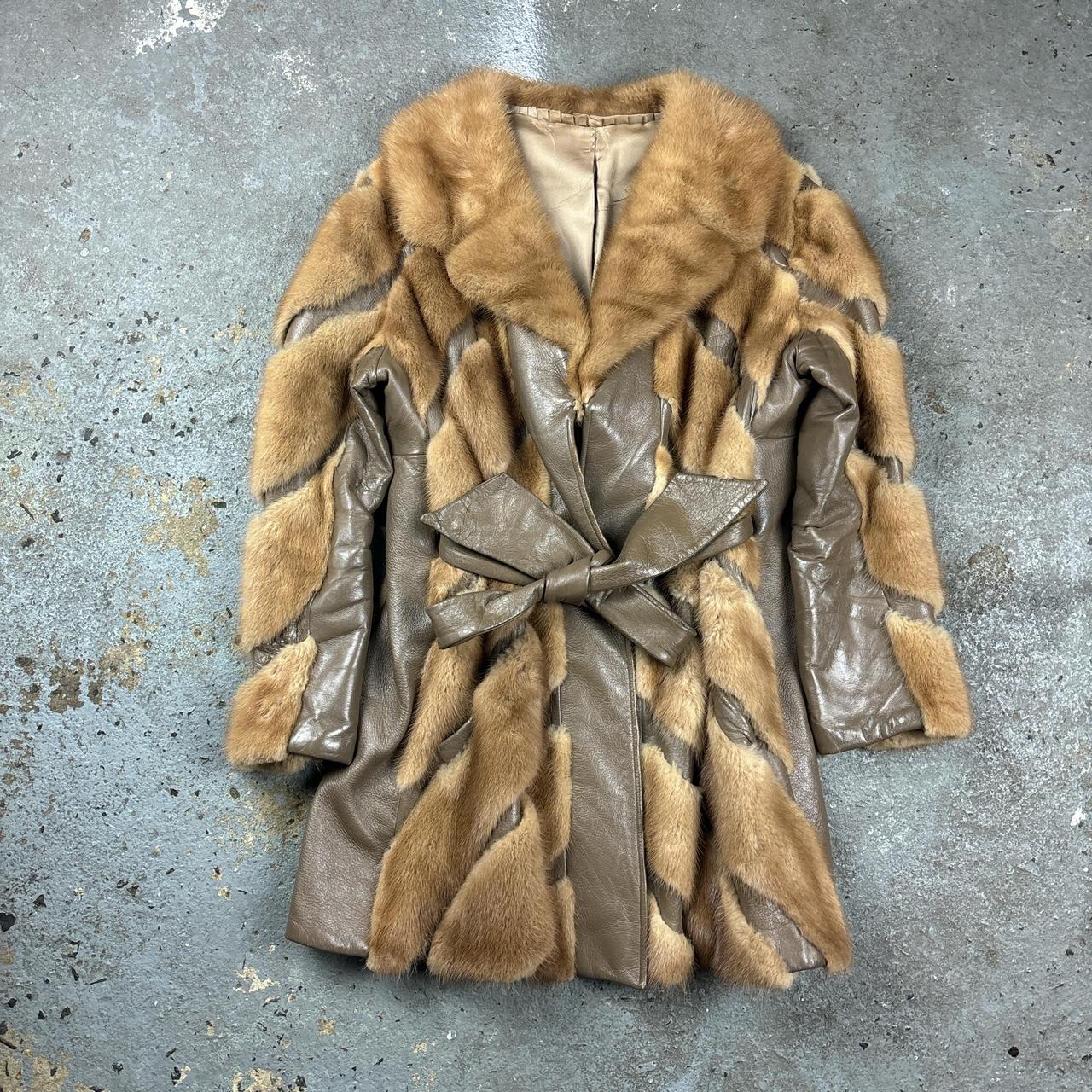 Mink Leather Chevron Fur Coat - - - - The coat is... - Depop
