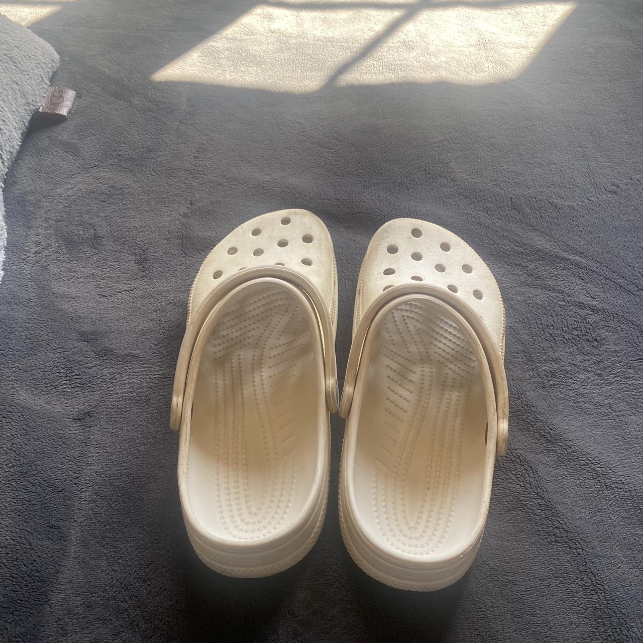 White Crocs Size 11 decent condition light scuffs - Depop