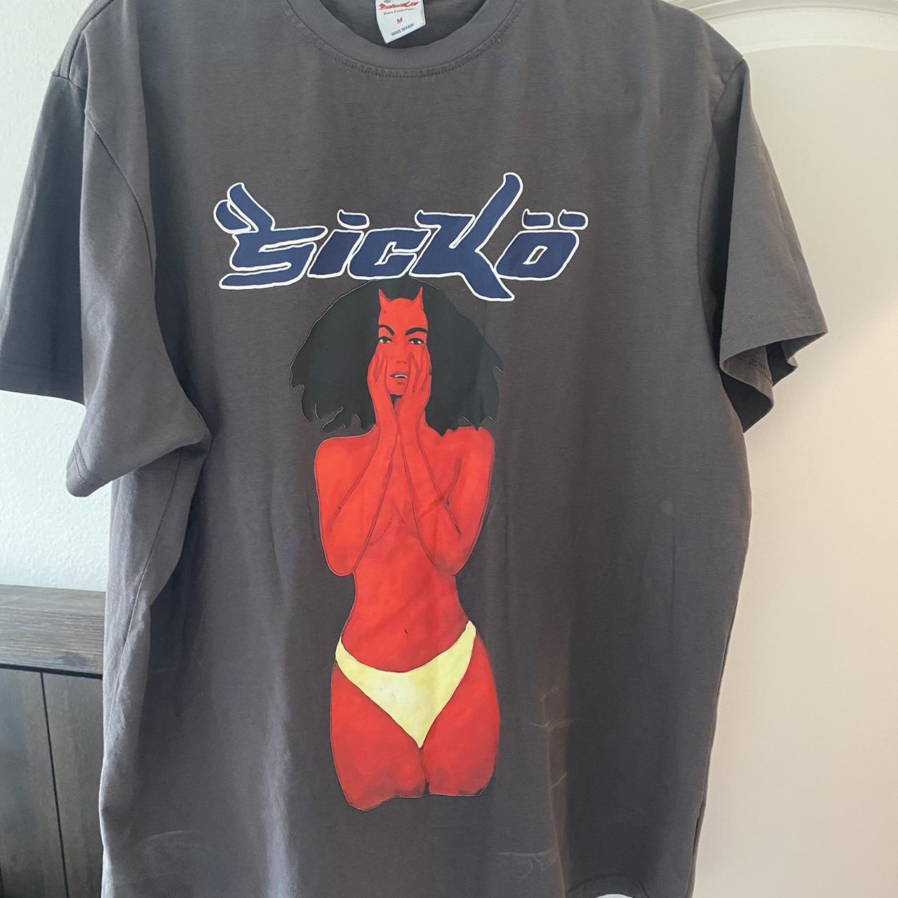 Sicko born from pain T-shirt half-naked lady #sicko... - Depop
