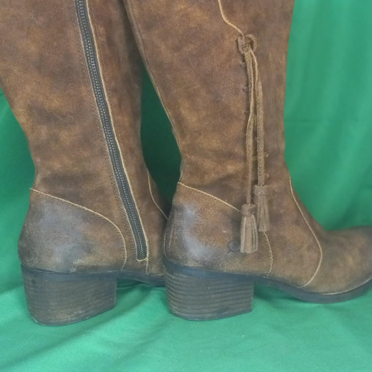 Born Tall Zipper Western Riding Boots Brown Leather... - Depop