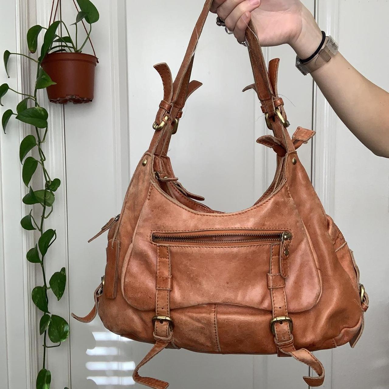 Orange genuine leather bag from tano! Super soft... - Depop