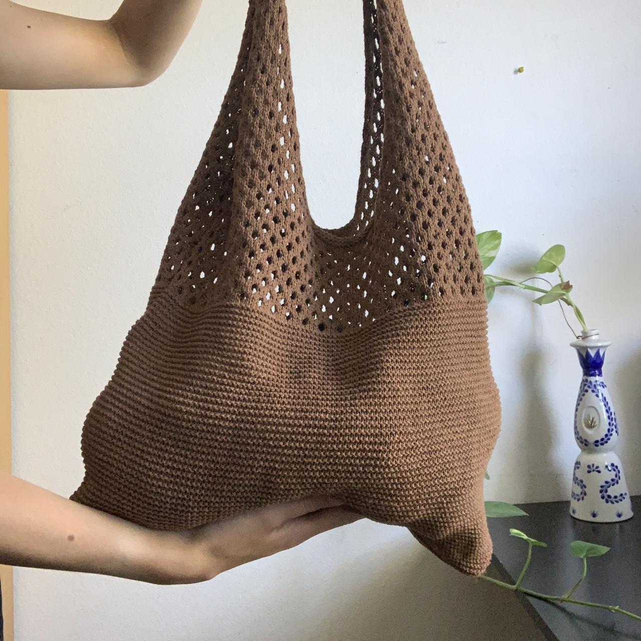 Brown crochet bag 🧸 Tote bag shape Super slouchy... - Depop