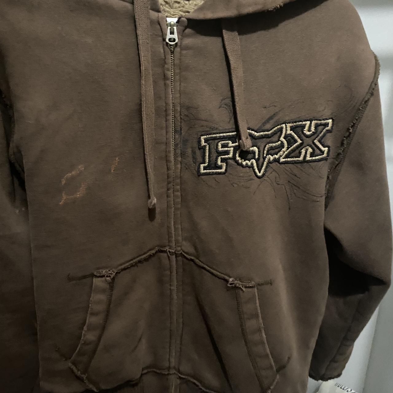 Brown Fox racing hoodie deluxe zip up jacket size M... | Depop