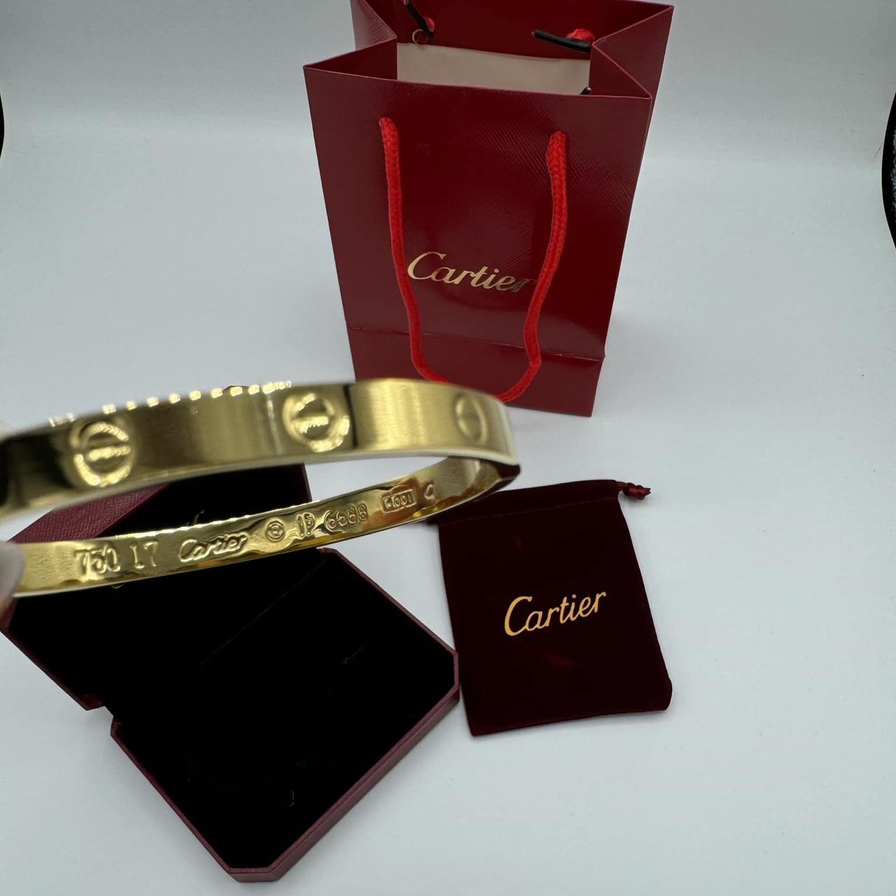 Gold bangle bracelet size 17” never worn stainless... - Depop