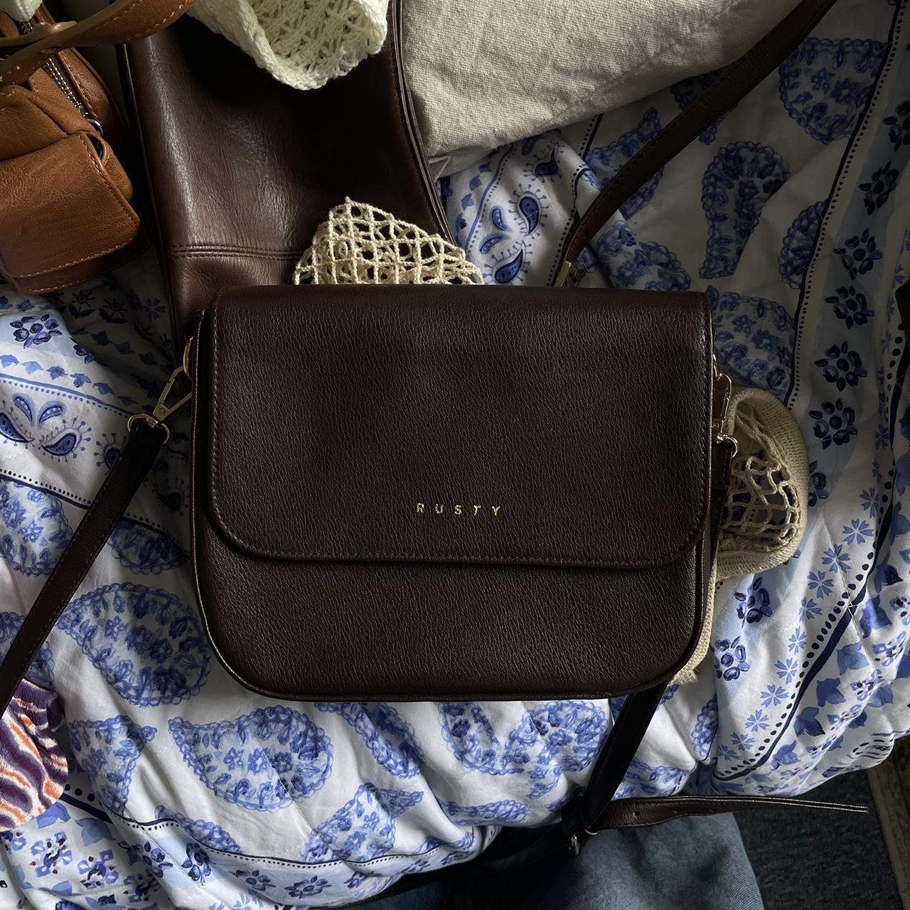 Brown rusty leather bag bought brand new for 80... - Depop