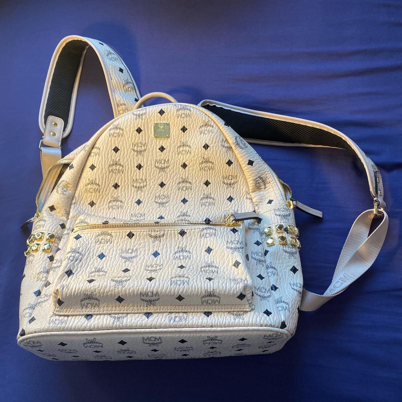Authentic Cream MCM Backpack Size M/L In almost... - Depop