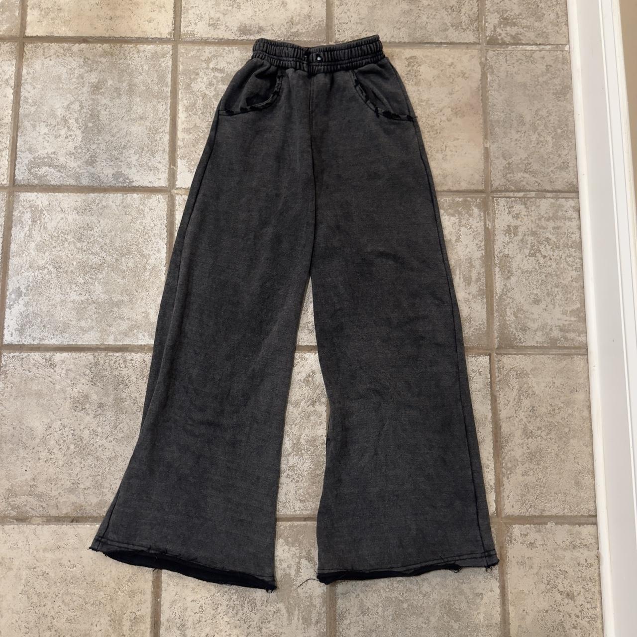 IDLE TIME wide leg Sweats with a distressed look... | Depop