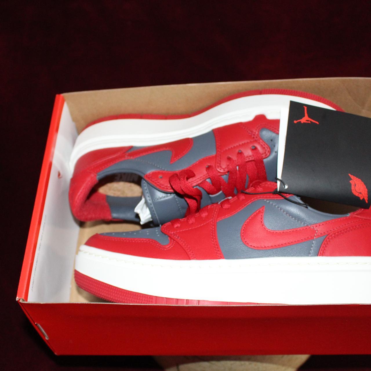 Jordan Men's Red and Grey Trainers | Depop