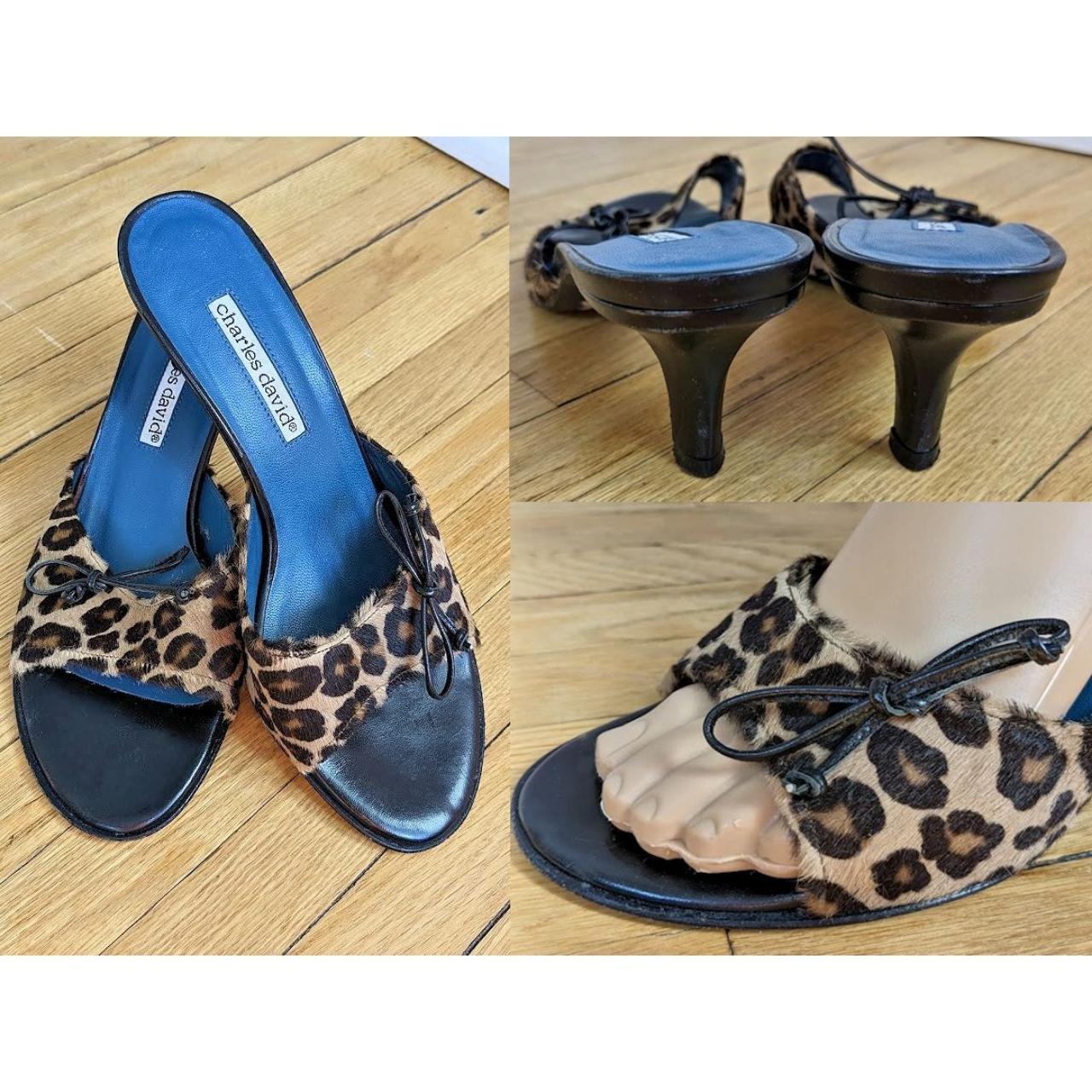 Vintage 90s Charles David leather mules. Kitten... - Depop