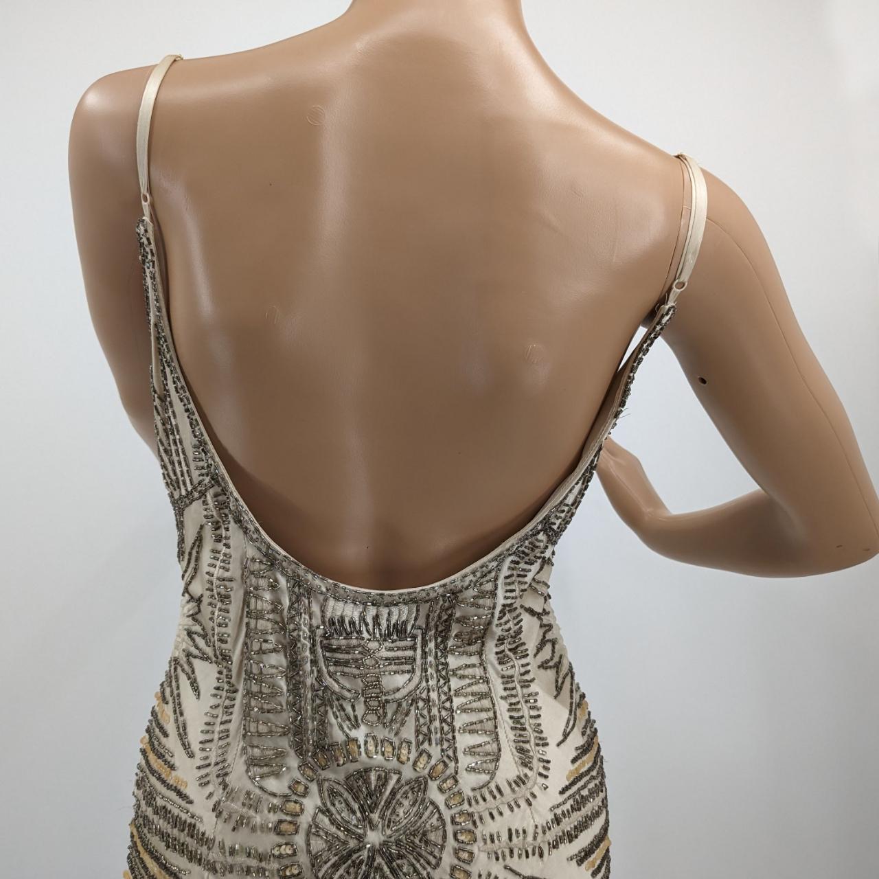 Vintage 2000s (y2k) Sue Wong midi dress. Cream silk.... - Depop