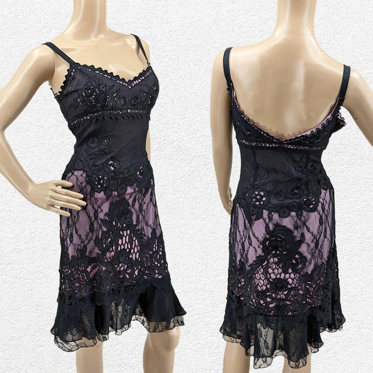 Vintage 2000s (y2k) Sue Wong silk mini dress.... | Depop