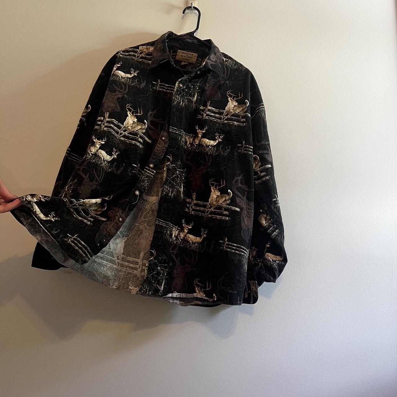 Super cool all over print deer button up... - Depop