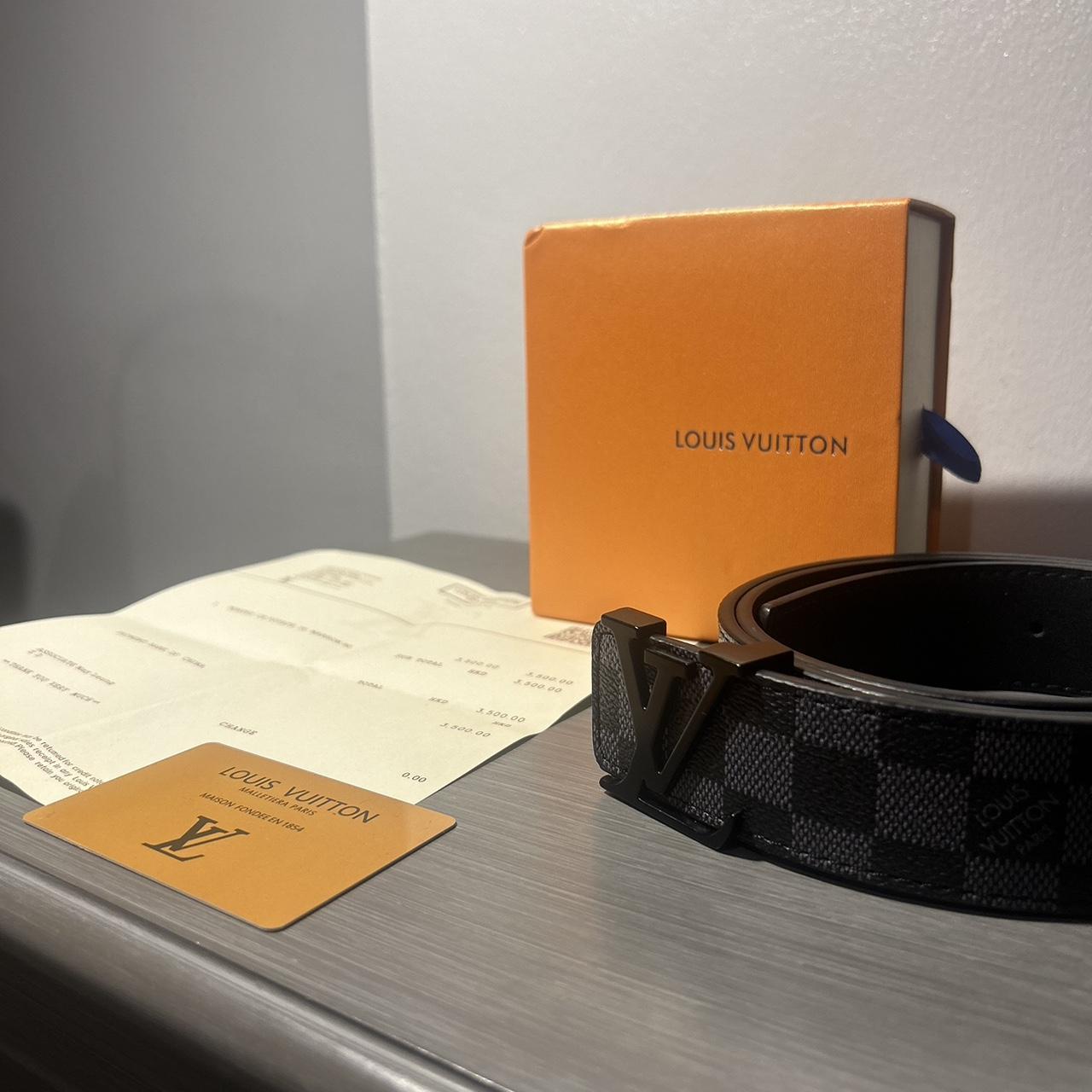 LOUIS VUTTON GREY/BLACK BELT Pristine Condition... - Depop