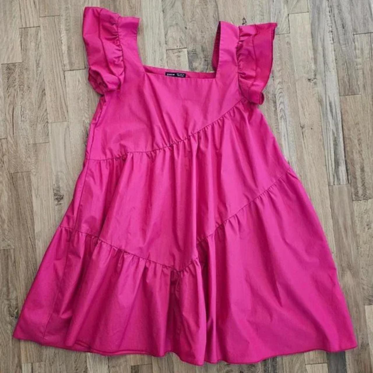 Hot Pink Ruffle Trim Dress women's size M - Depop