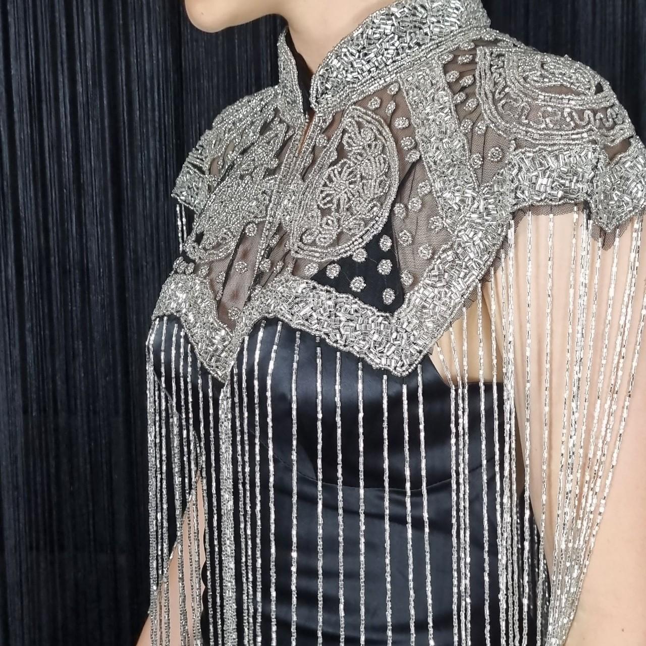 Exquisite heavy silver beaded cape Vintage 1920s... - Depop
