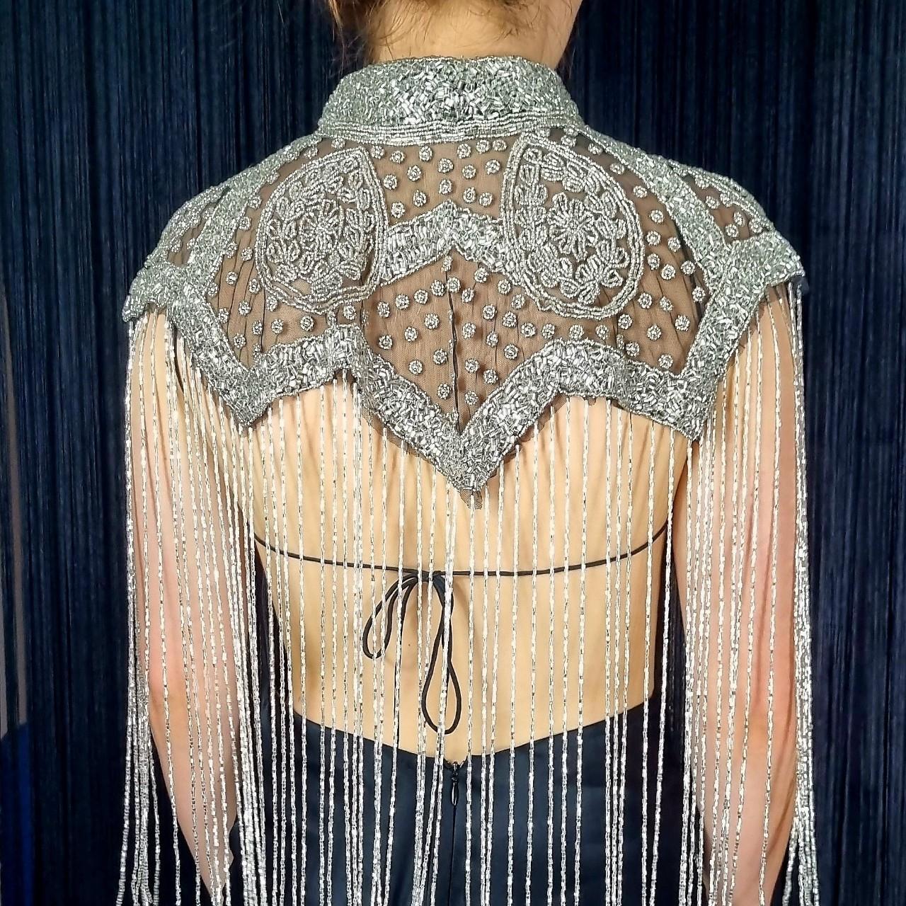 Exquisite heavy silver beaded cape Vintage 1920s... - Depop