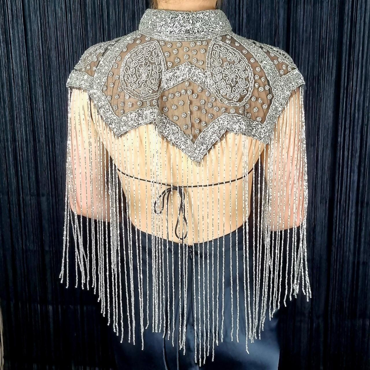 Exquisite heavy silver beaded cape Vintage 1920s... - Depop
